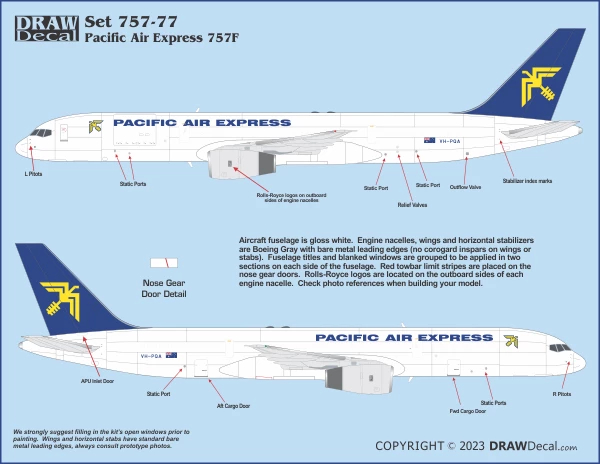Boeing 757F - Pacific Air Express Draw Decal -20-757-77