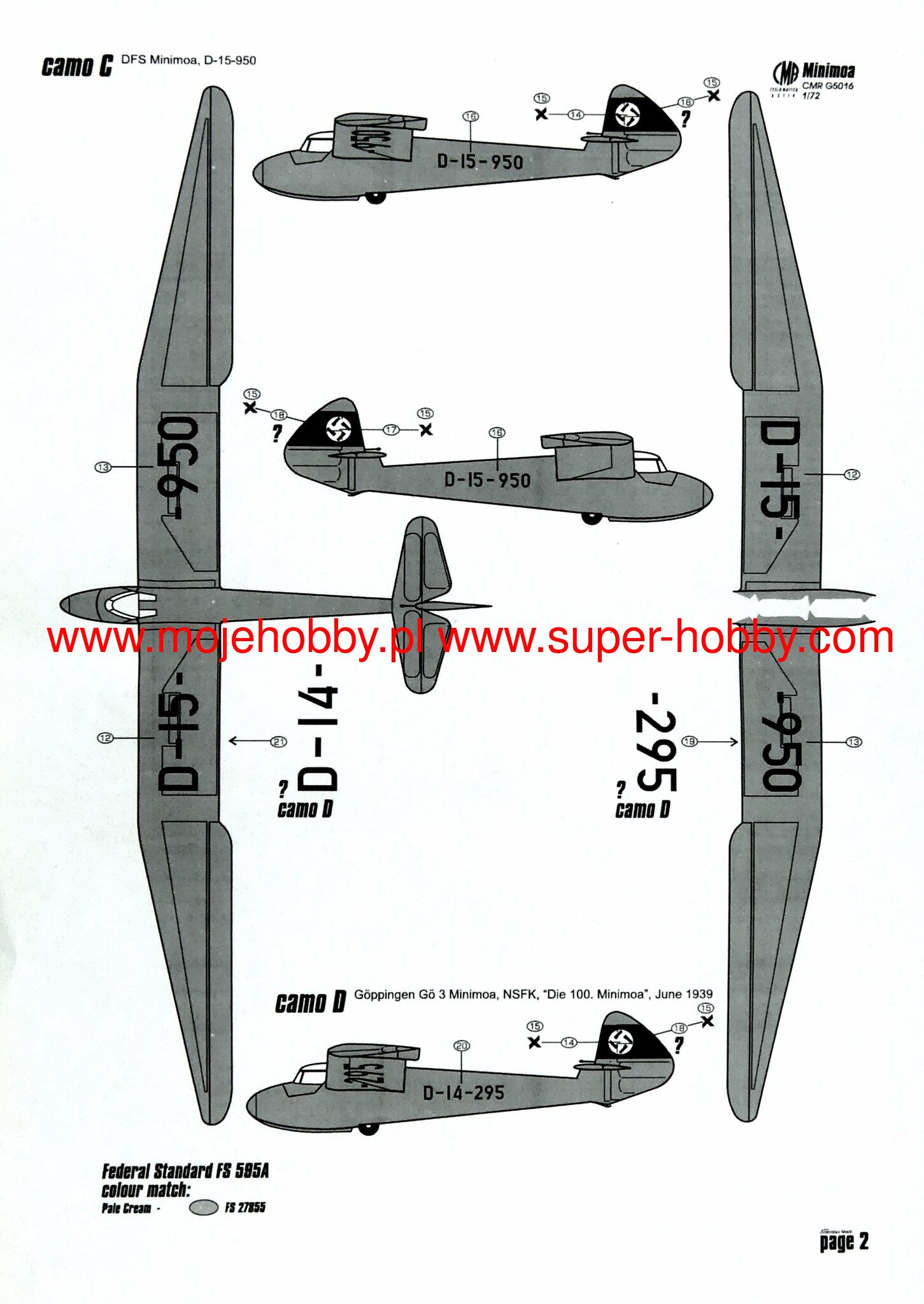Göppingen Go-3 / DFS Minimoa with decals Czech Master Resin -72-G5016
