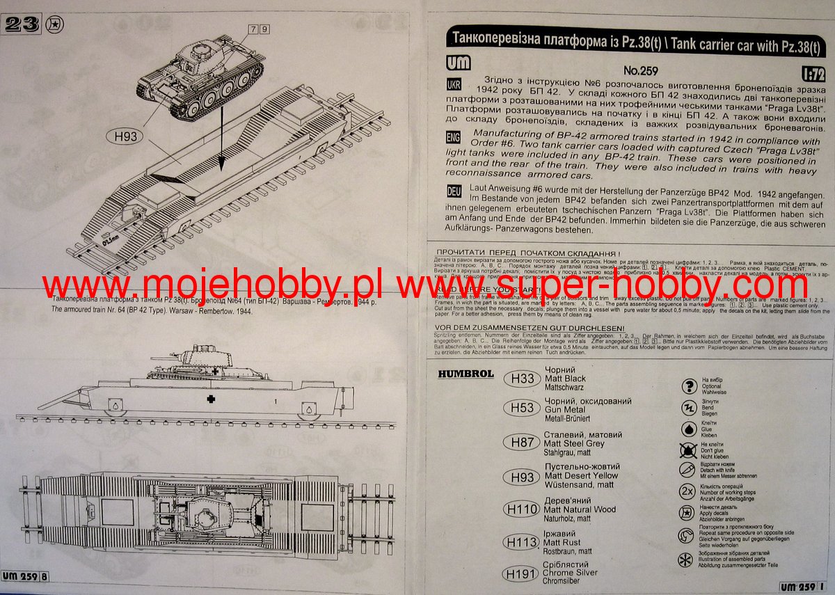 Tank carrier platform with PzKpfw 38(t) Unimodels 259