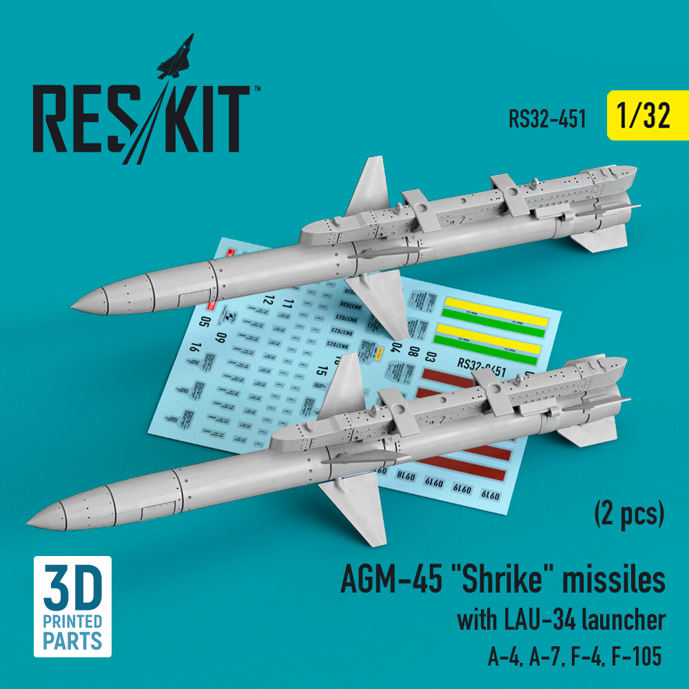 AGM-45 'Shrike' Missiles With LAU-34 Launcher (2 pcs) (A-4, A-7, F-4, F-105) RES/KIT -32-0451