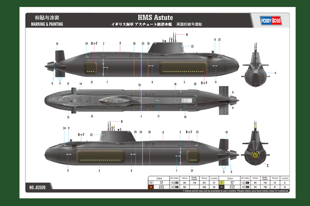 HMS Astute .Astute class submarine Hobby Boss 83509