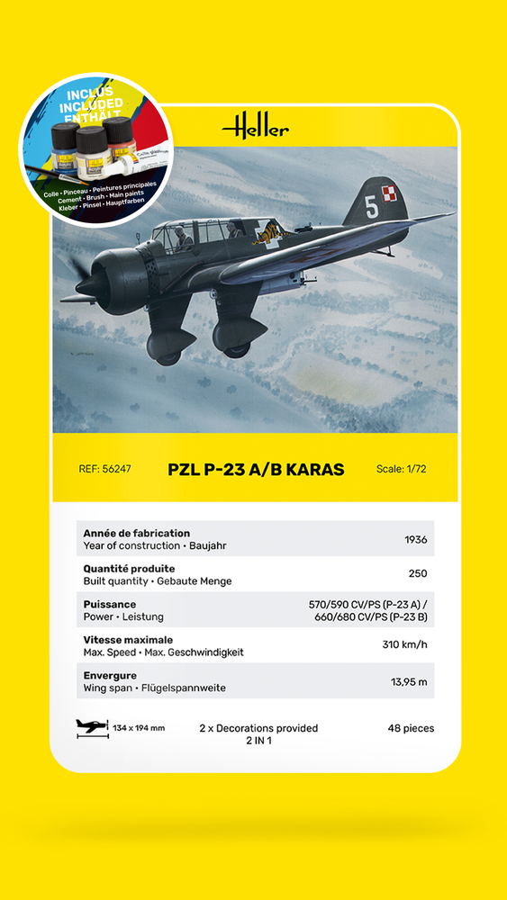 PZL P-23 A/B Karas - Starter Kit Heller 56247