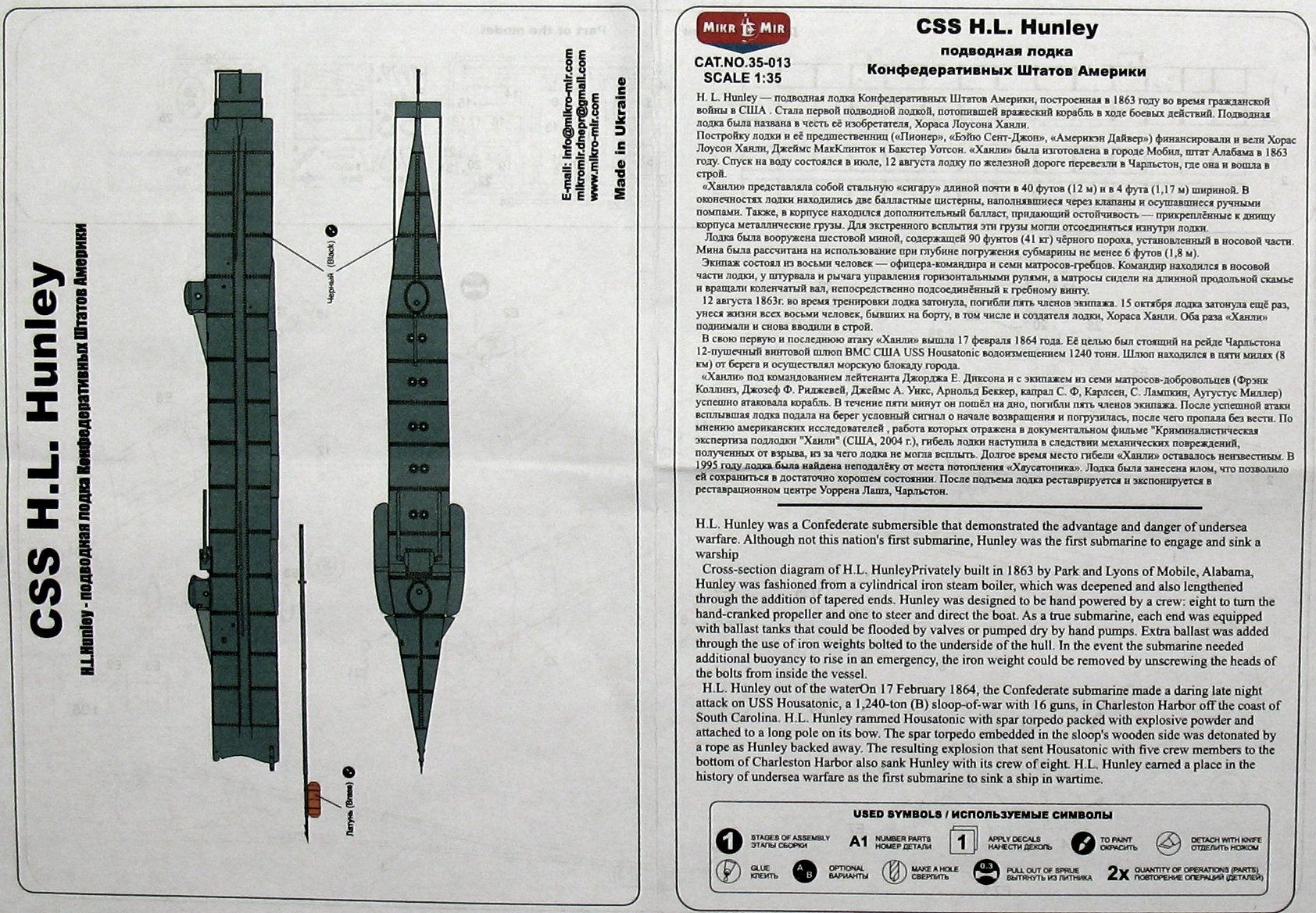 CSS H. L. Hunley, Confederate Submarine Mikromir 35-013