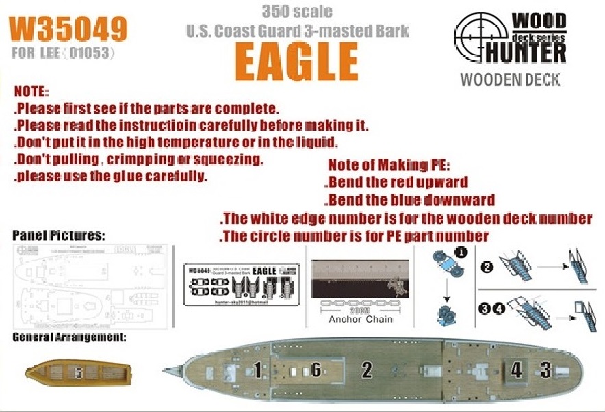 US Coast Guard 3-Masterd Bark Eagle (for Lee 01053) Flyhawk -W35049