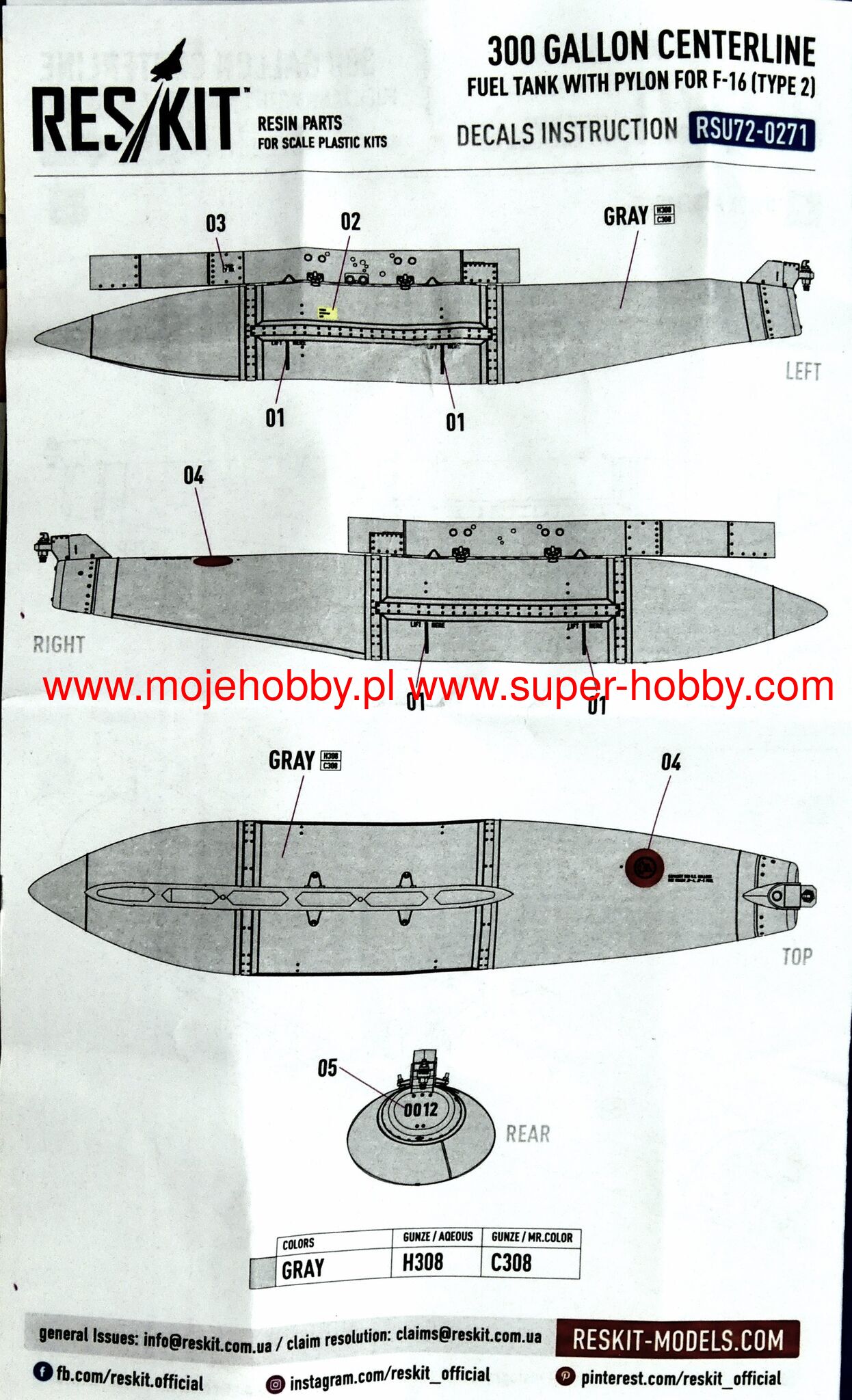 300 Gallon Centerline Fuel Tank With Pylon For F-16 (Type 2) (1pc) (3D ...