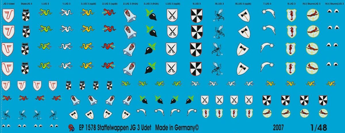 Unit Markings Of The JG 3 Udet Peddinghaus-Decals 1578