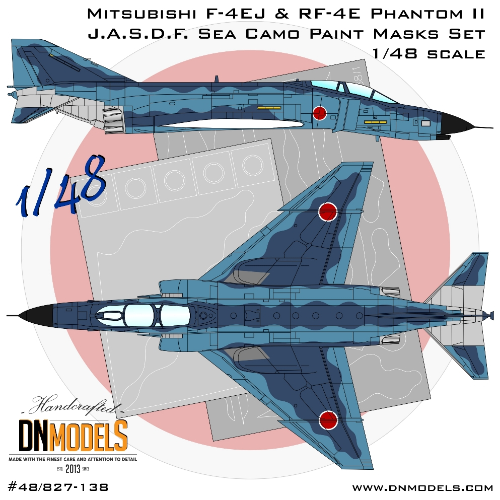 Mitsubishi F-4EJ And RF-4E Phantom II J.A.S.D.F. Sea Camo Paint Masks Set DN Models -48-827-138