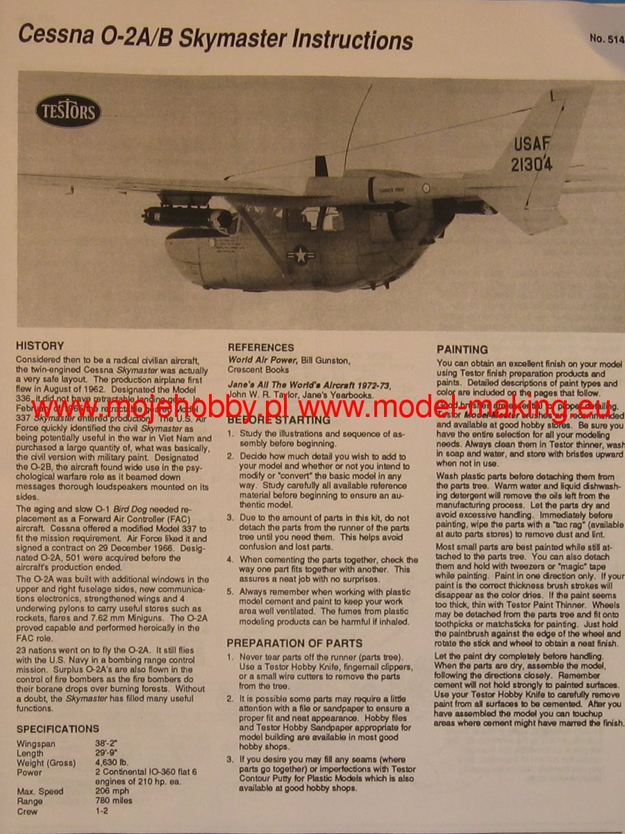Cessna O2A Skymaster Aircraft Testors 000514