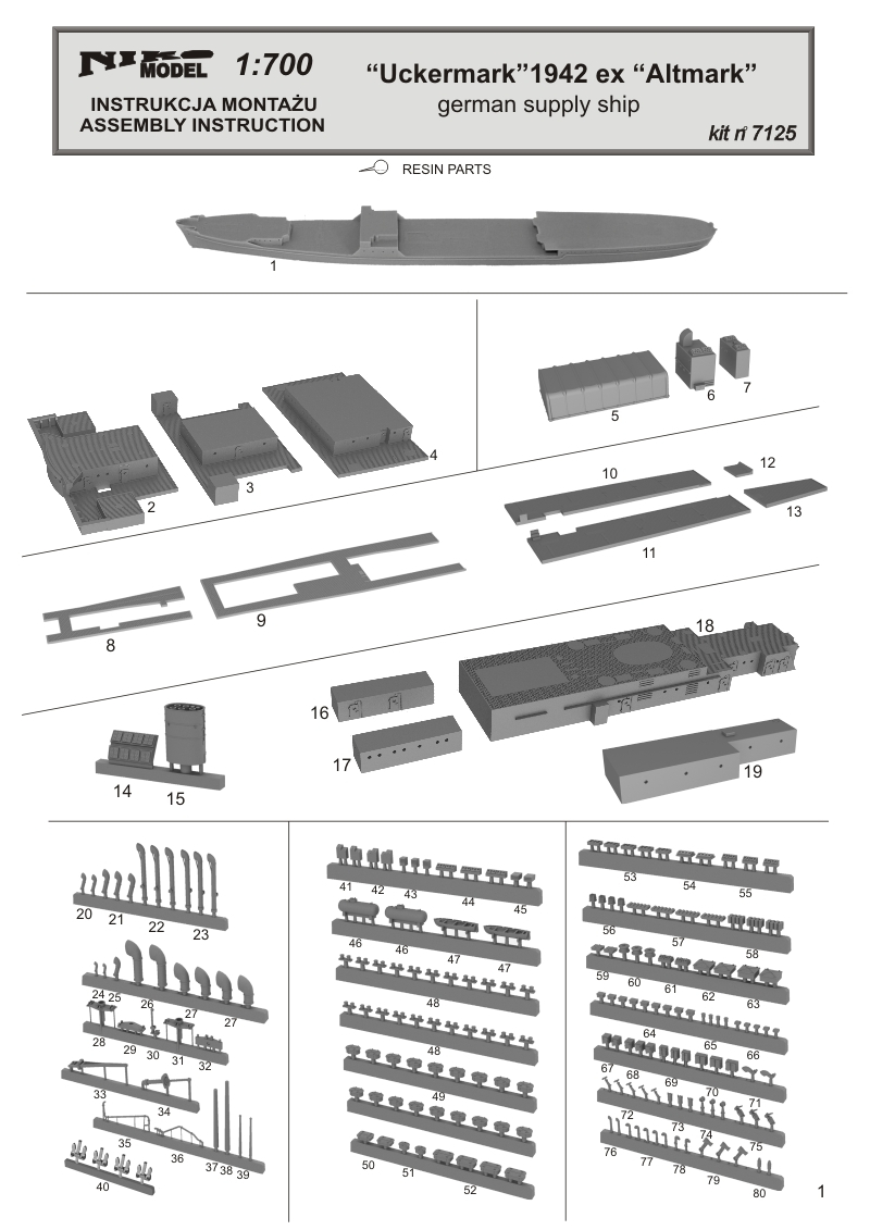 'Uckermark' 1942 ex 'Altmark' - German Supply Ship NIKO MODEL -7125