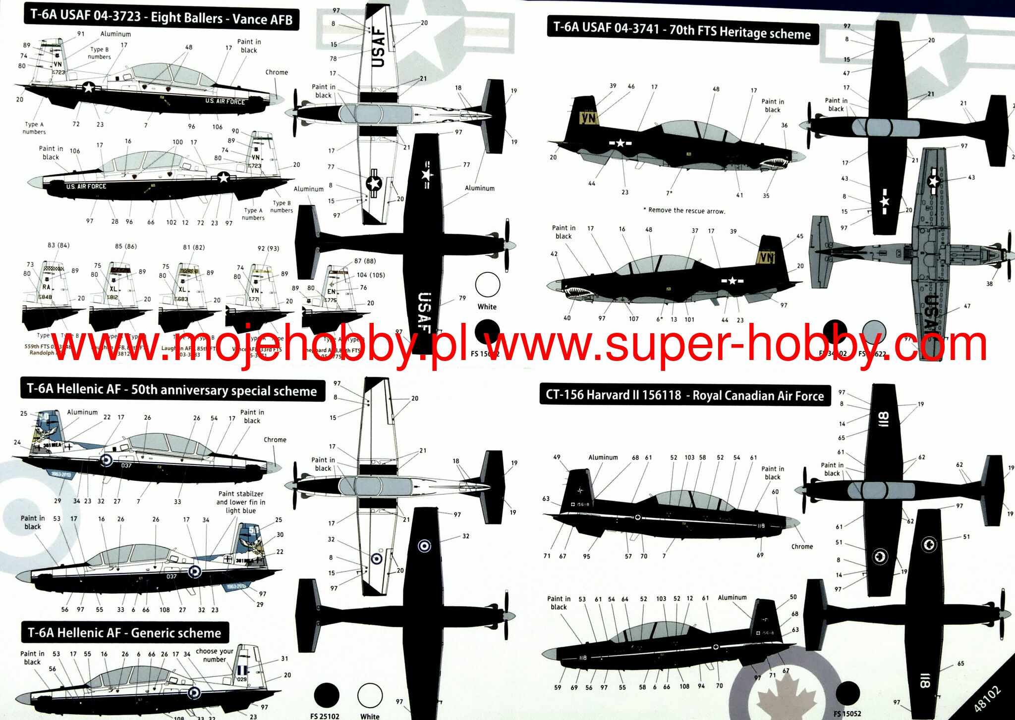 T-6A Texan II of the USAF, Royal Canadian AF and Hellenic AF Isra Decal ...