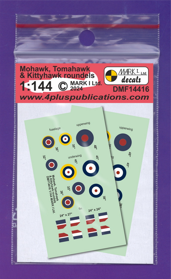 Mohawk, Tomahawk & Kittyhawk roundels & fin flashes (2 sets) Mark I ...