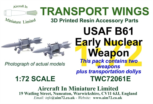 USAF/USN & NATO B61 early - Cold War Nuclear Weapon 3D-Printed (2 pcs) Aircraft In Miniature Ltd ...