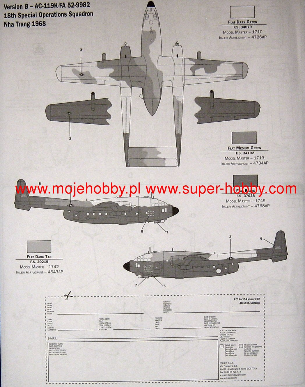 Fairchild AC-119K Gunship Italeri 0153