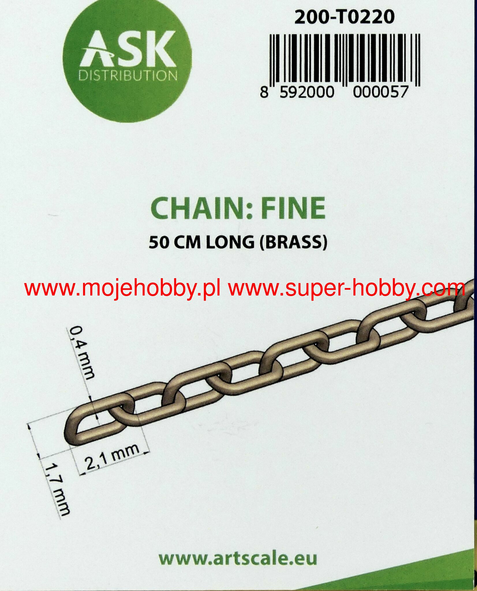 Chain: Fine - 50 cm long brass Art Scale Kit -T0220