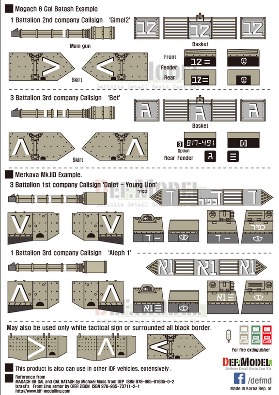 IDF Tank Tactical sign Decal set DEF Model -DD35003
