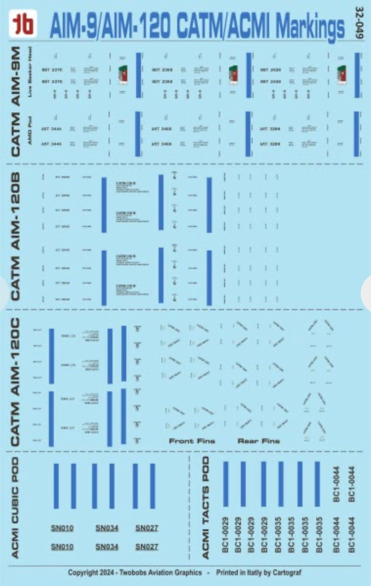 Markings for CATM AIM-9 / AIM-120 / ACMI Missiles Two Bobs -32049