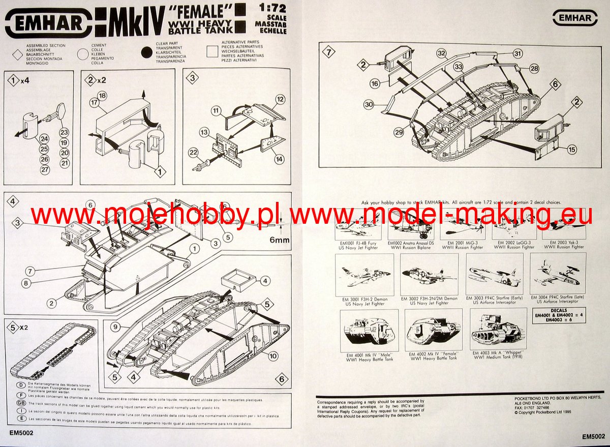MkIV Female WWI Tank Emhar 5002
