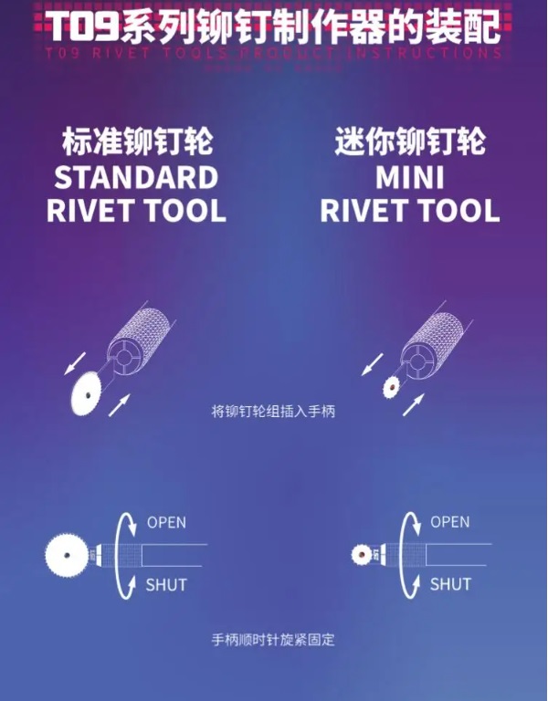 Standard Rivet Tool 0.30 mm / 0,40 mm / 0,50 mm Galaxy-Model -T09B16