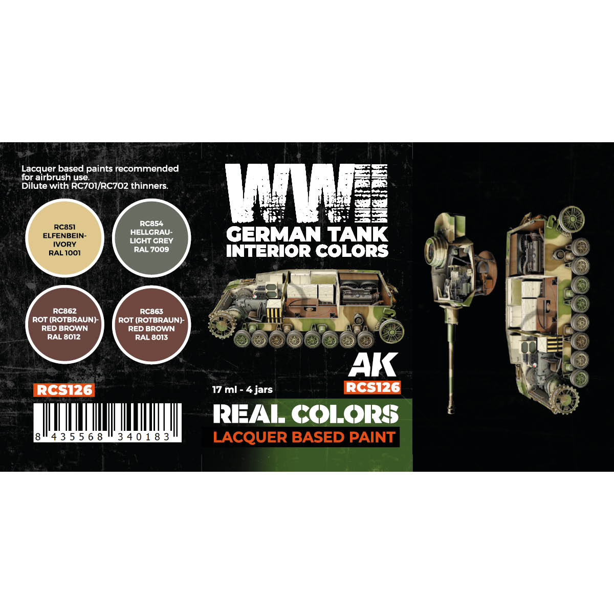 RCS126 German WWII Tank Interior Colors Set AK-Interactive -RCS126
