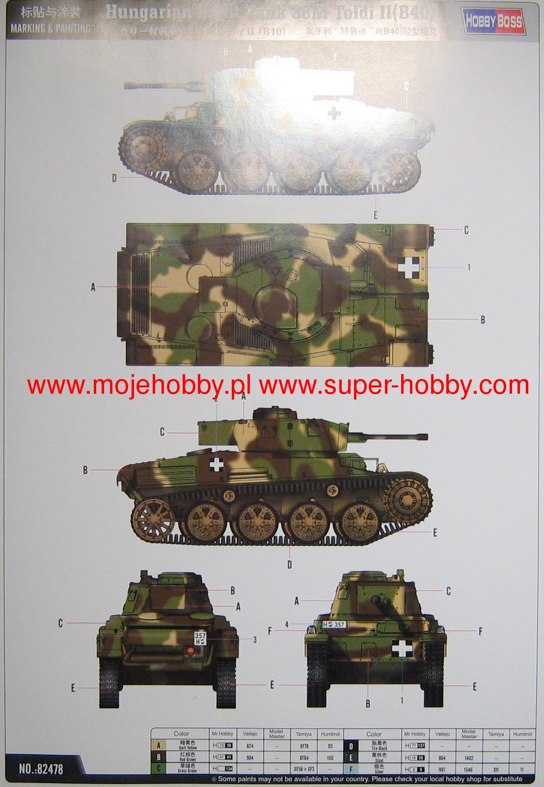 Hungarian Light Tank 38M Toldi II(B40) Hobby Boss 82478