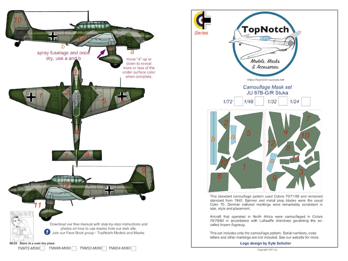 Junkers Ju-87 B/G/R Stuka - camouflage pattern paint masks (for ...