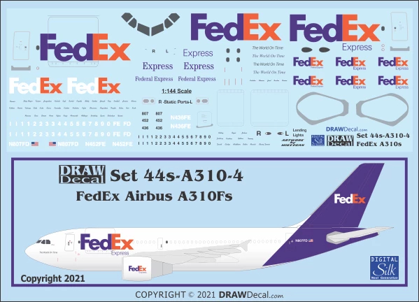 Airbus A310F - FedEx Draw Decal -44-A310-04