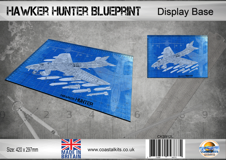 Large Hawker Hunter Blueprint Base 420 x 297mm Coastal kits S912L