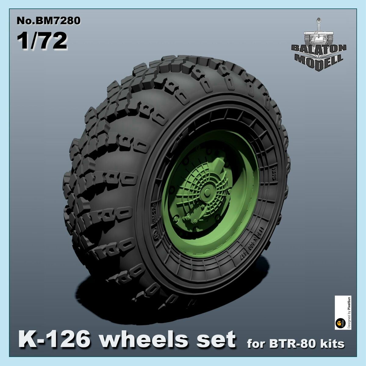 K-126 Wheels Set For BTR-80 Kits - Set No. 1 (Black Cat Customs) Balaton Modell -BM7280