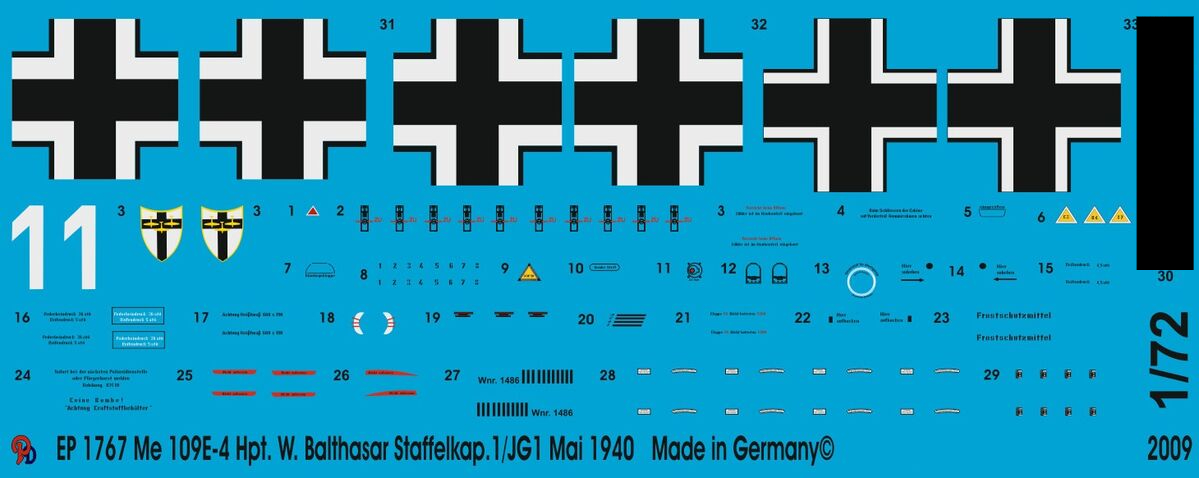 Me 109E-4 Hpt. Wilhelm Balthasar Staffelkapitän 1/JG 1 May 1940 ...