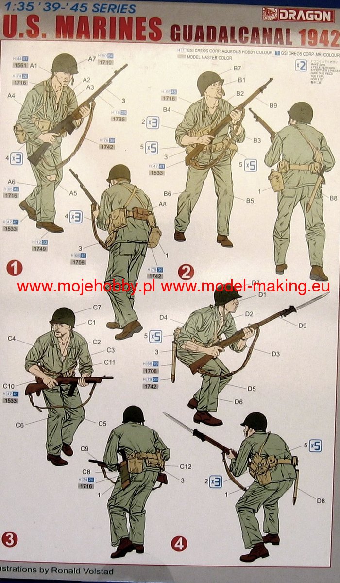 Marines Guadacanal 1942 (4 Figures set) Dragon 6379