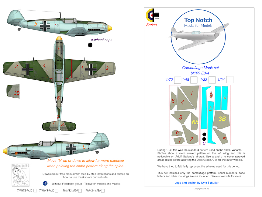 Messerschmitt Bf-109 E-3 / E-4 - camouflage pattern paint masks (for ...