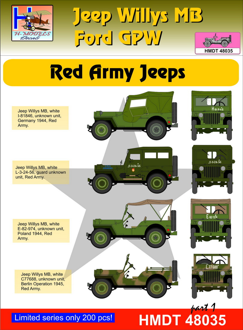 Willys Jeep MB/Ford GPW: Red Army (Part 1) H-Model Decals -T48035