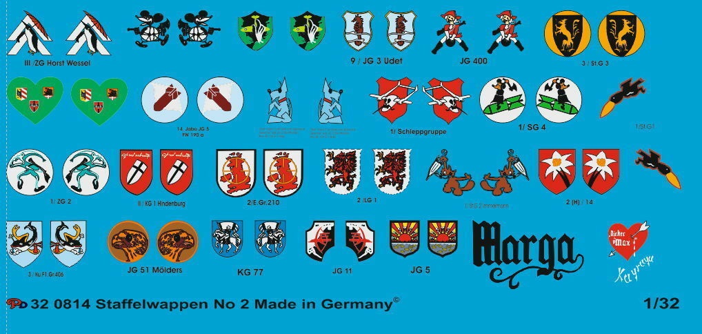 German Luftwaffe Fighter Different Unit Signs No. 2 Peddinghaus-Decals 0814