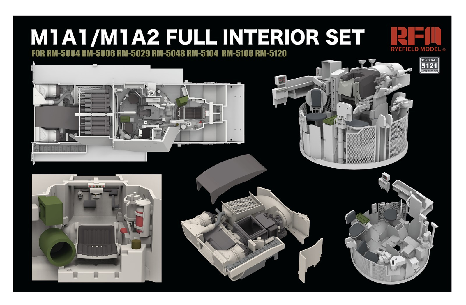 M1A1/M1A2 Abrams Tank Full Interior Set (Without Tank Kit) Rye Field ...